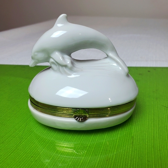 Andrea By Sadek | Accents | Vintage Porcelain Dolphin Trinket Box ...